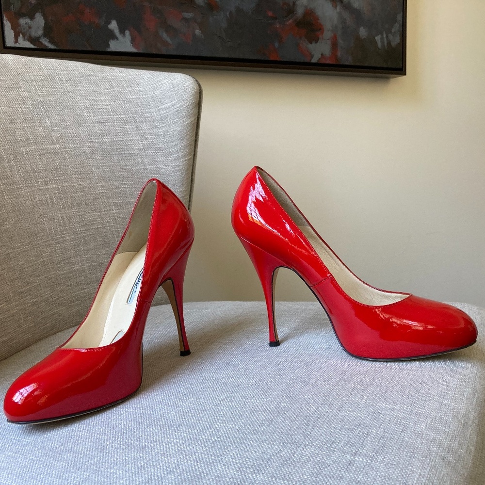 Brian Atwood Red Patent Leather Pumps - Gem